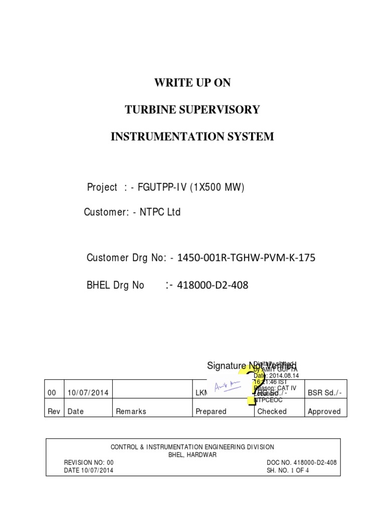 Write Up On Turbine Supervisory Instrumentation System: Project ...
