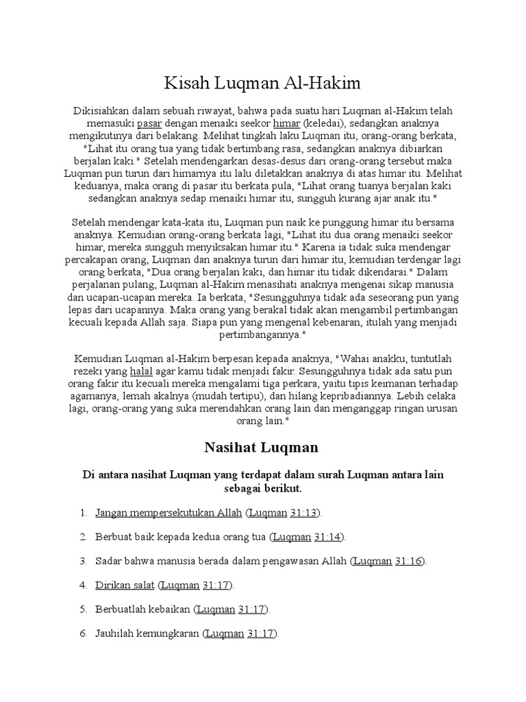 Kisah Luqman Al Hakim | PDF