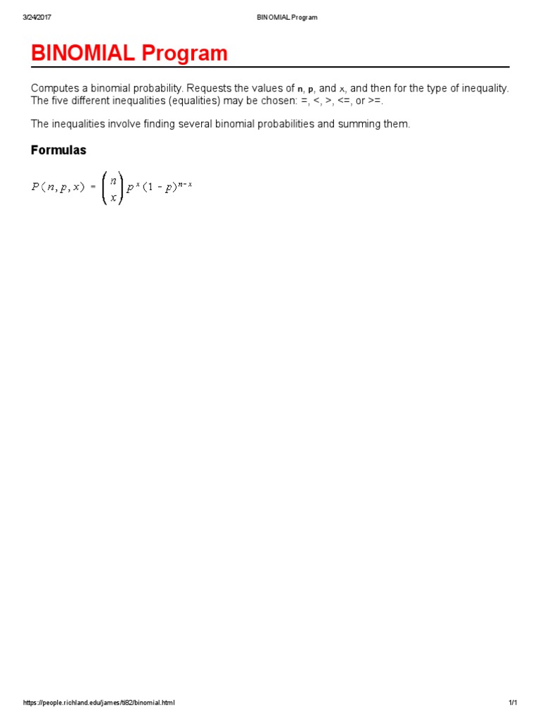 Binomial Program | PDF