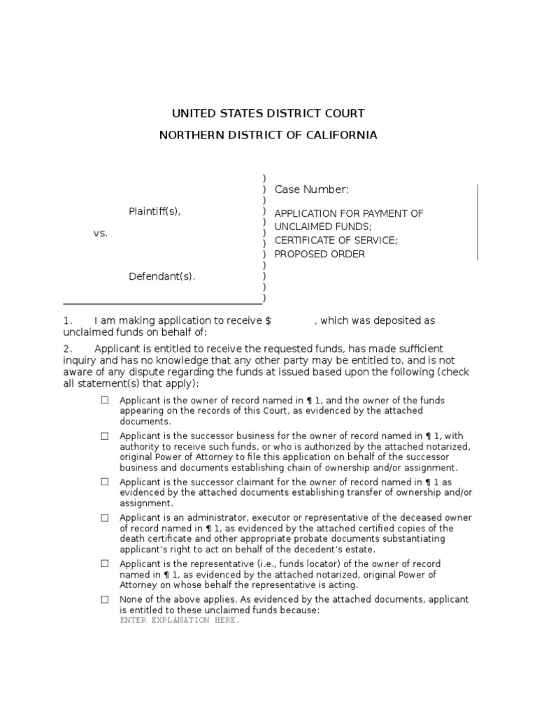 Application For Payment of Unclaimed Funds | PDF | Notary Public ...