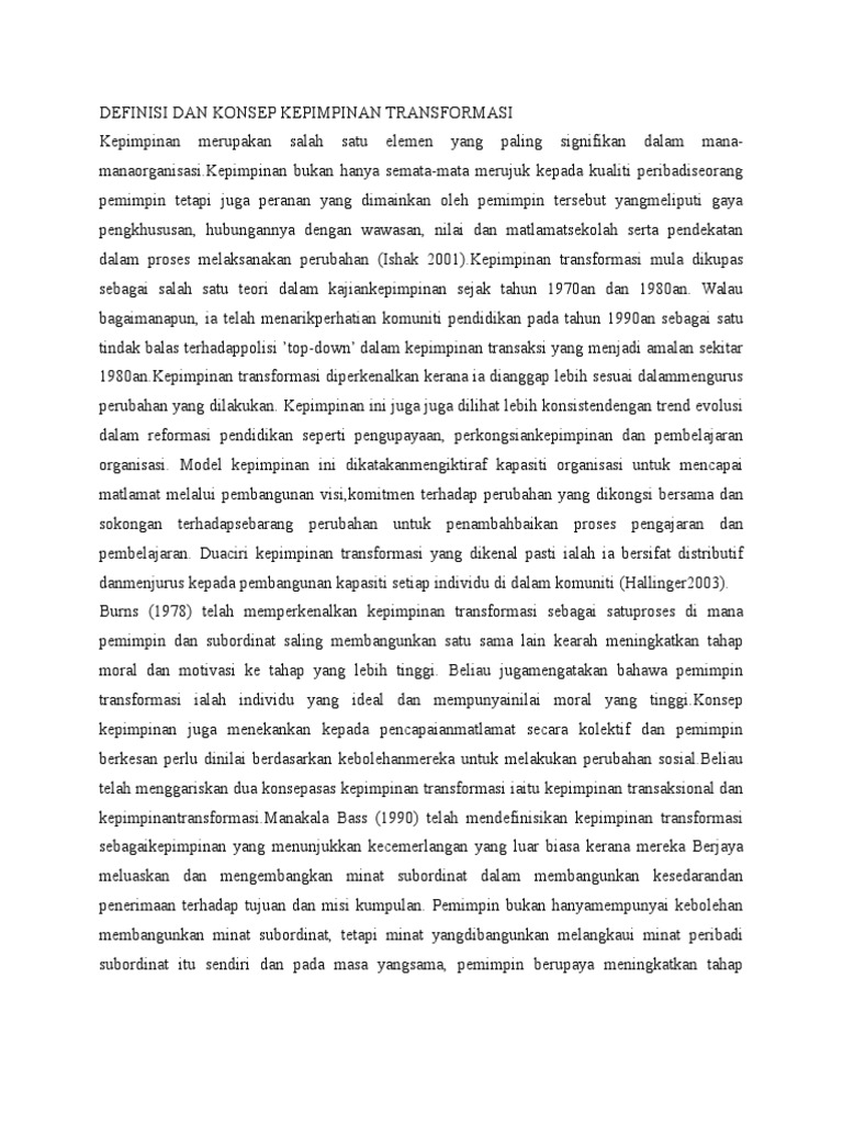 Definisi Dan Konsep Kepimpinan Transform | PDF