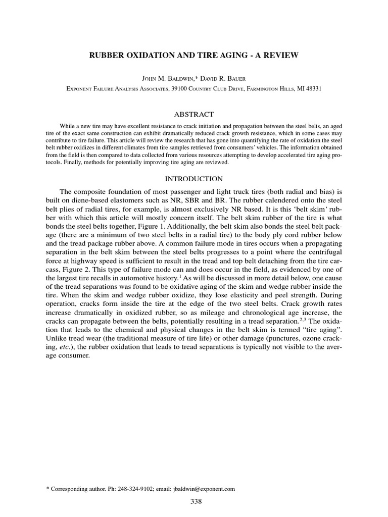 Tire Aging and Oxidation Analysis | PDF | Cross Link | Tire