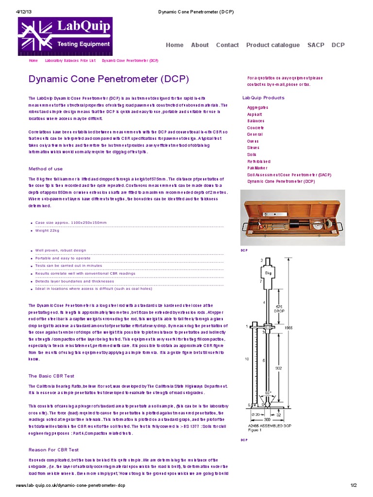 Dynamic Cone Penetrometer (DCP) | Road Surface | Strength Of Materials