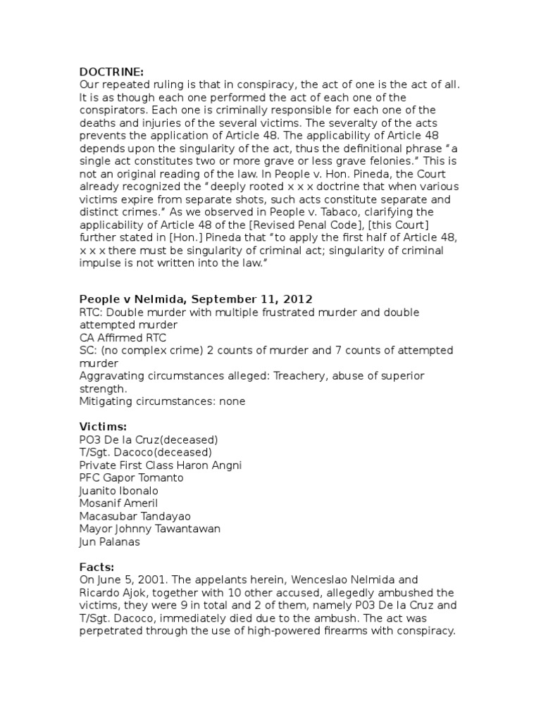 People v. Nelmida | PDF | Murder | Conspiracy (Criminal)
