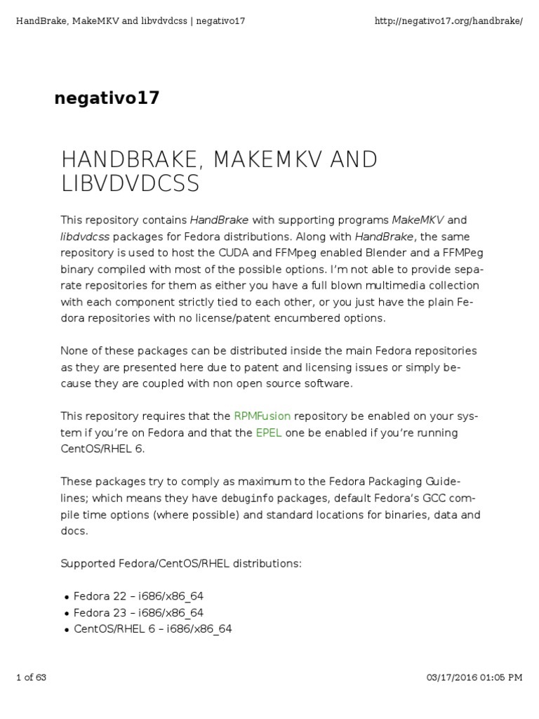 Handbrake Fedora | PDF | Fedora (Operating System) | Codec