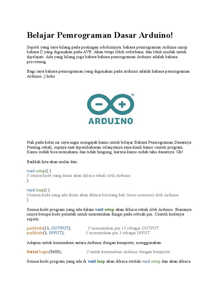 Belajar Pemrograman Dasar Arduino BAHASA C | PDF | Komputer