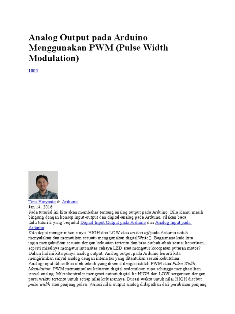 Analog Output Pada Arduino Menggunakan PWM | PDF Analog Output Pada Arduino Menggunakan PWM | PDF