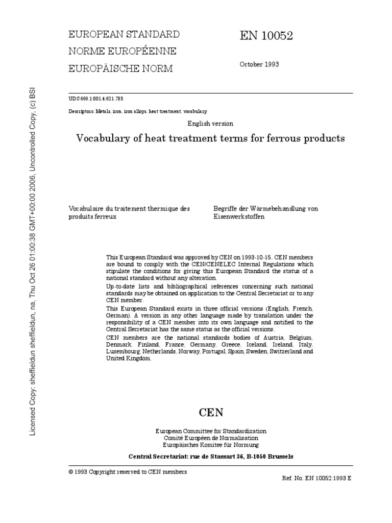 en 10052 PDF | PDF | Heat Treating | Annealing (Metallurgy)