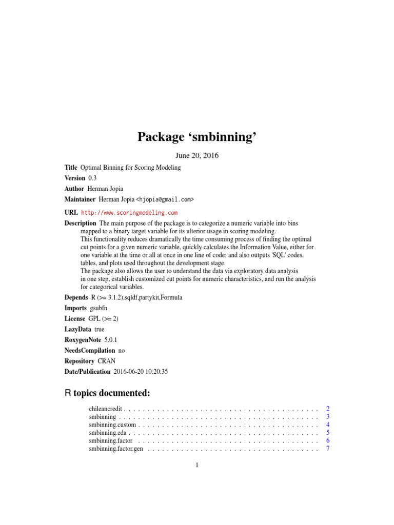 Optimal Binning Package EDA Tool | PDF | Parameter (Computer Programming) | Library (Computing)