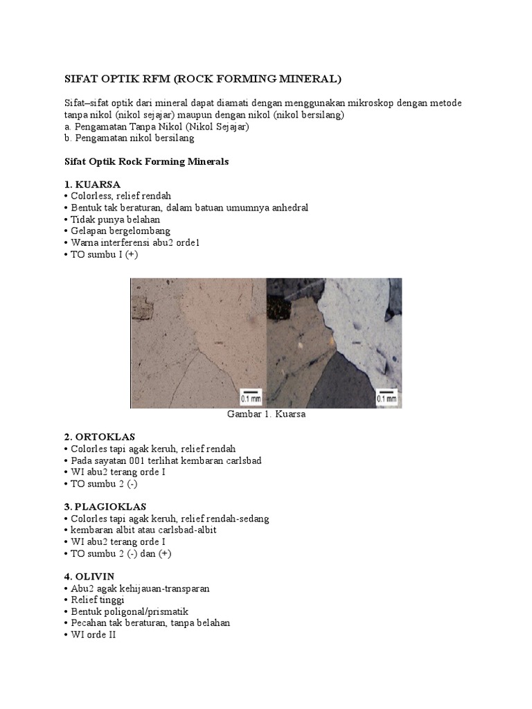 Sifat Optik Mineral RFM | PDF