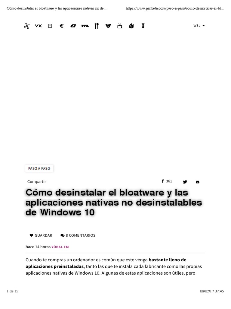 Cómo Desinstalar El Bloatware y Las Aplicaciones Nativas No Desinstalables de Windows 10 | PDF ...