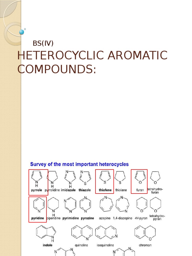 Heterocyclic Aromatic Compounds:: BS (IV) | PDF | Pyridine | Aromaticity
