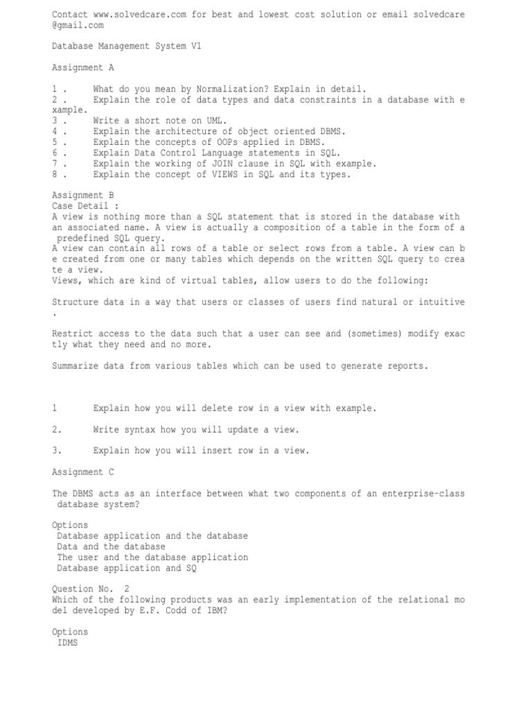 Database Management System V1 | PDF | Relational Database | Sql