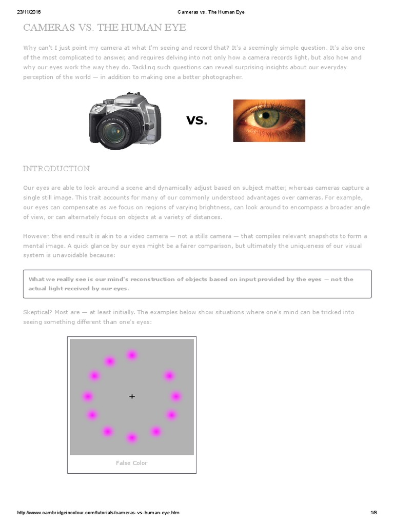 Comparing the Angles of View, Resolution and Sensitivity of Cameras and ...