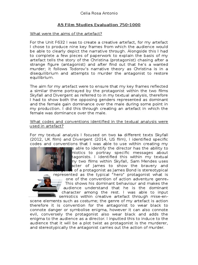 As Film Studies Evaluation | PDF | Actor | Narrative