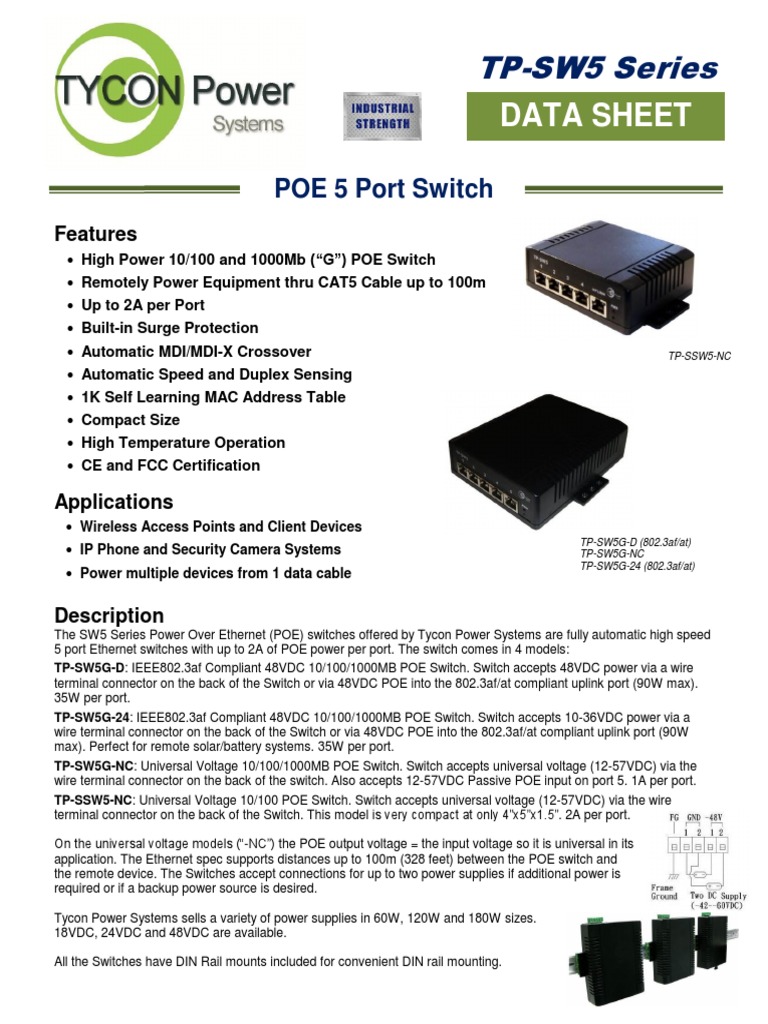 TPS POE Switch Spec Sheet | PDF | Network Switch | Physical Layer Protocols