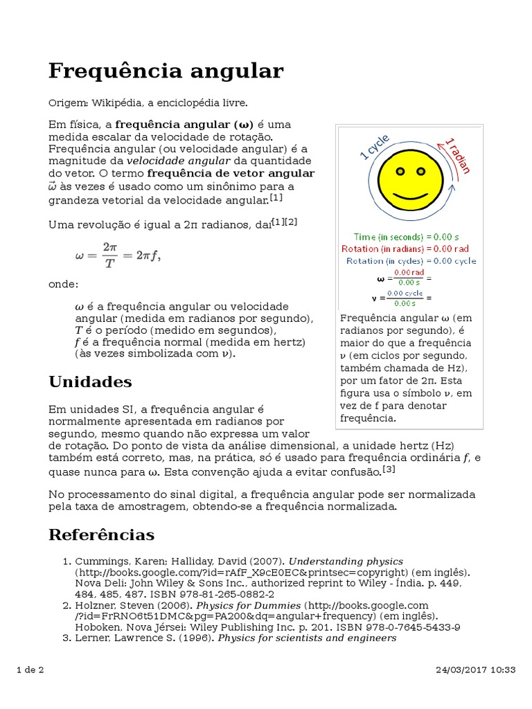 Frequência Angular | PDF | Frequência | Hertz