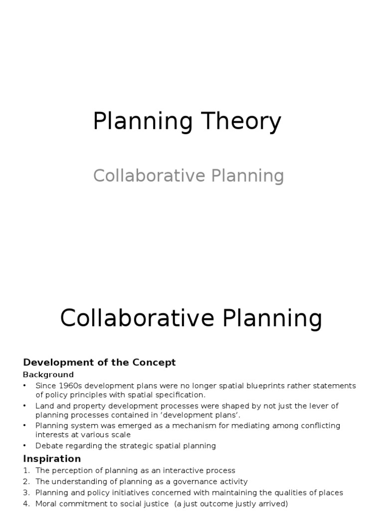 Planning Theory (Colaborative Planning) | PDF