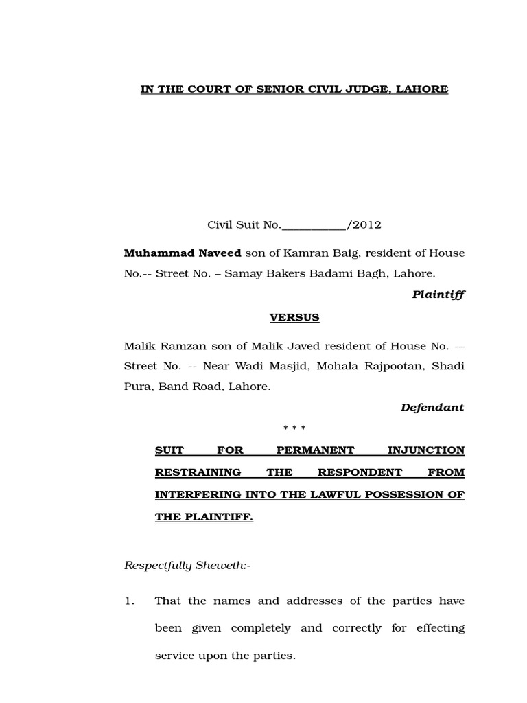 Suit Permanent Injunction | PDF | Lawsuit | Public Law