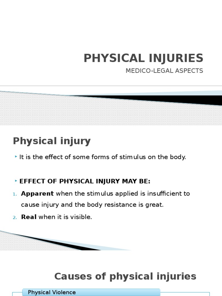 Medico-Legal Aspects of Physical Injuries | PDF | Healing | Wound Healing