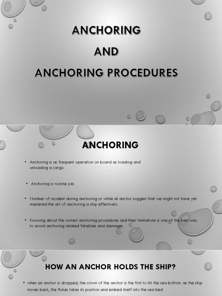 Anchoring Procedures and Techniques | PDF | Anchor | Ships