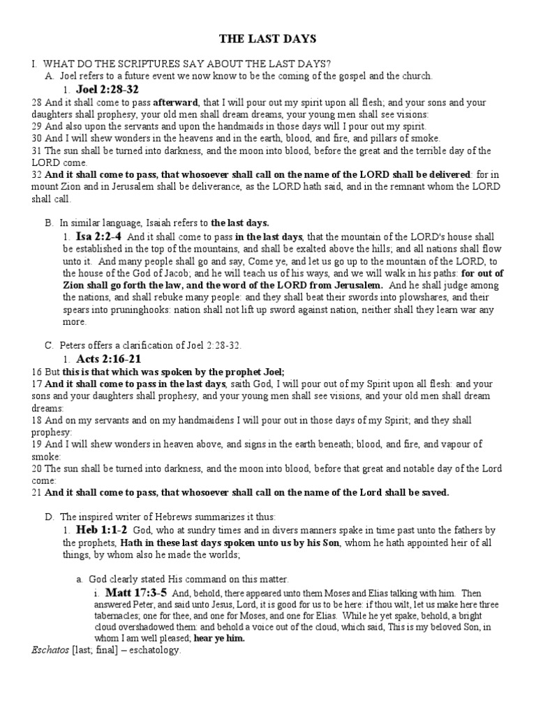The LAST DAYS Sermon and Outline by Charles A. Yawn | PDF | Eternal ...
