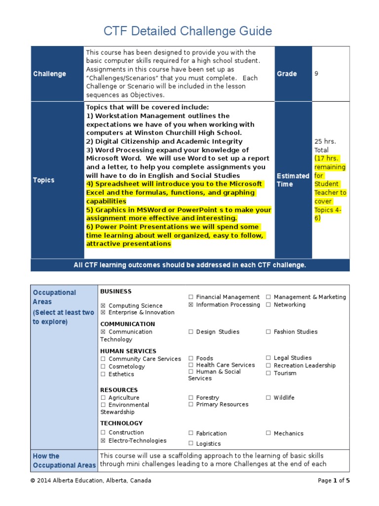 Computer Skills 9 CTF Challenge Plan | PDF | Spreadsheet | Microsoft Excel