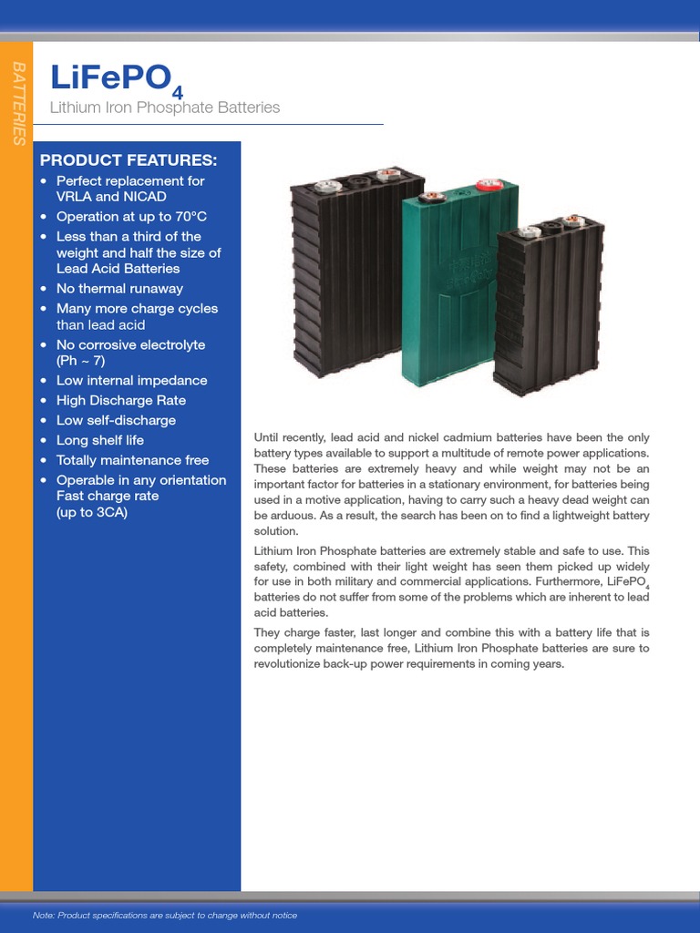Batteries LiFePO4 | PDF | Battery (Electricity) | Energy Storage