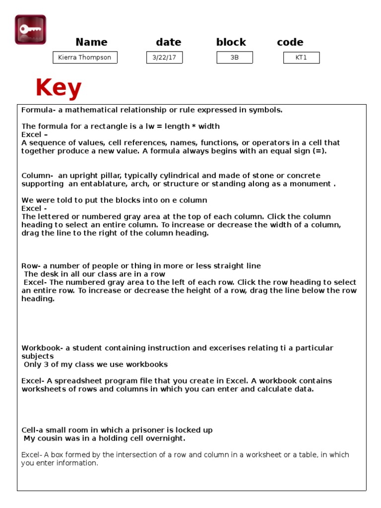 Key Terms Kierra Thompson | PDF