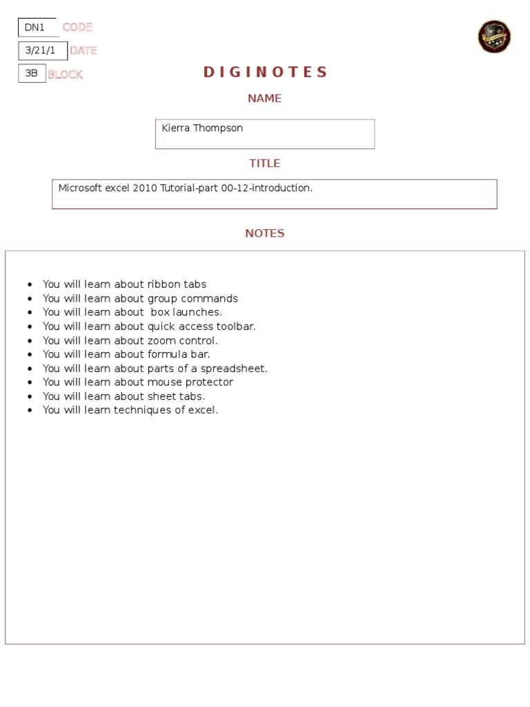 Diginotes 00-12 Kierra Thompson | PDF