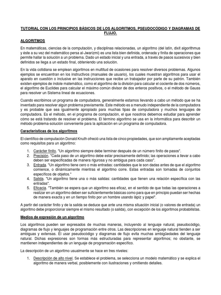 Principios Básicos de Los Algoritmos | PDF | Algoritmos | Lenguaje de programación