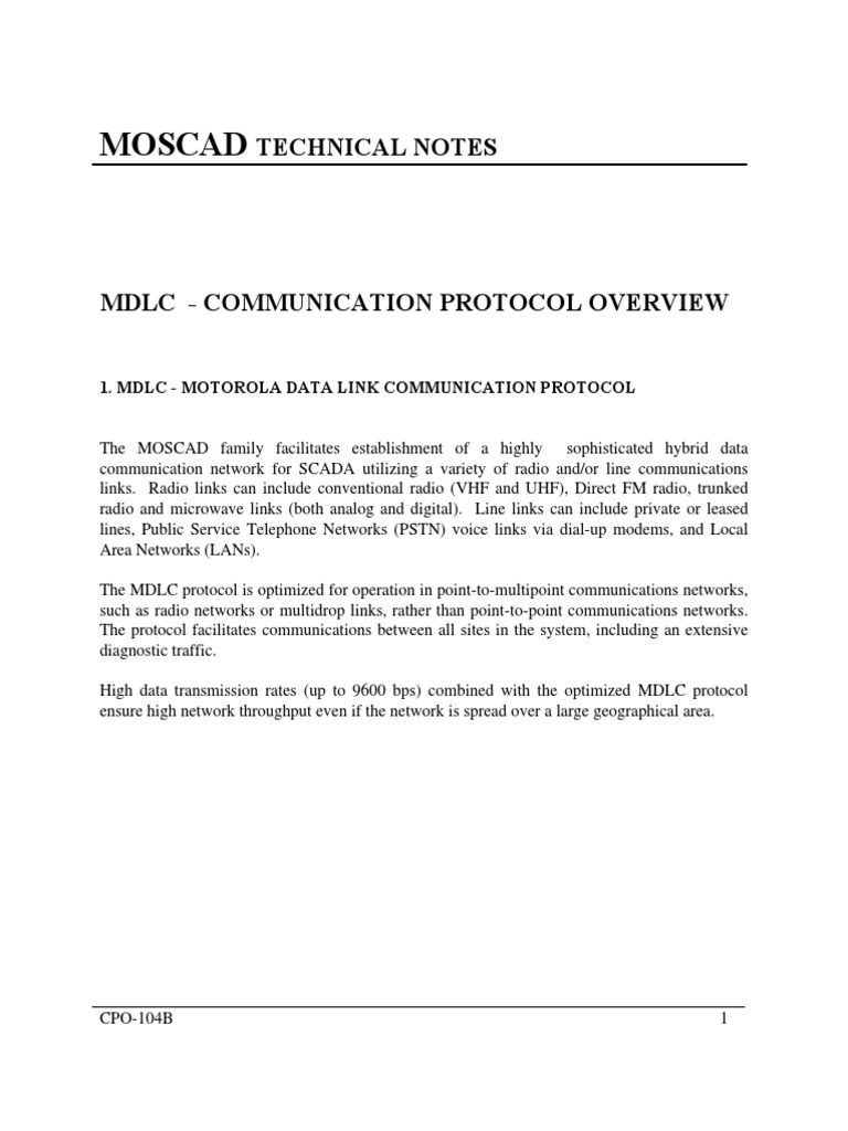 MOTOROLA MDLC Communication Protocol Overview | PDF | Osi Model ...