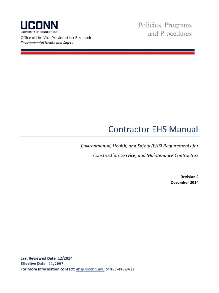 Contractor EHS Manual: Policies, Programs and Procedures | PDF | Harassment | Emergency