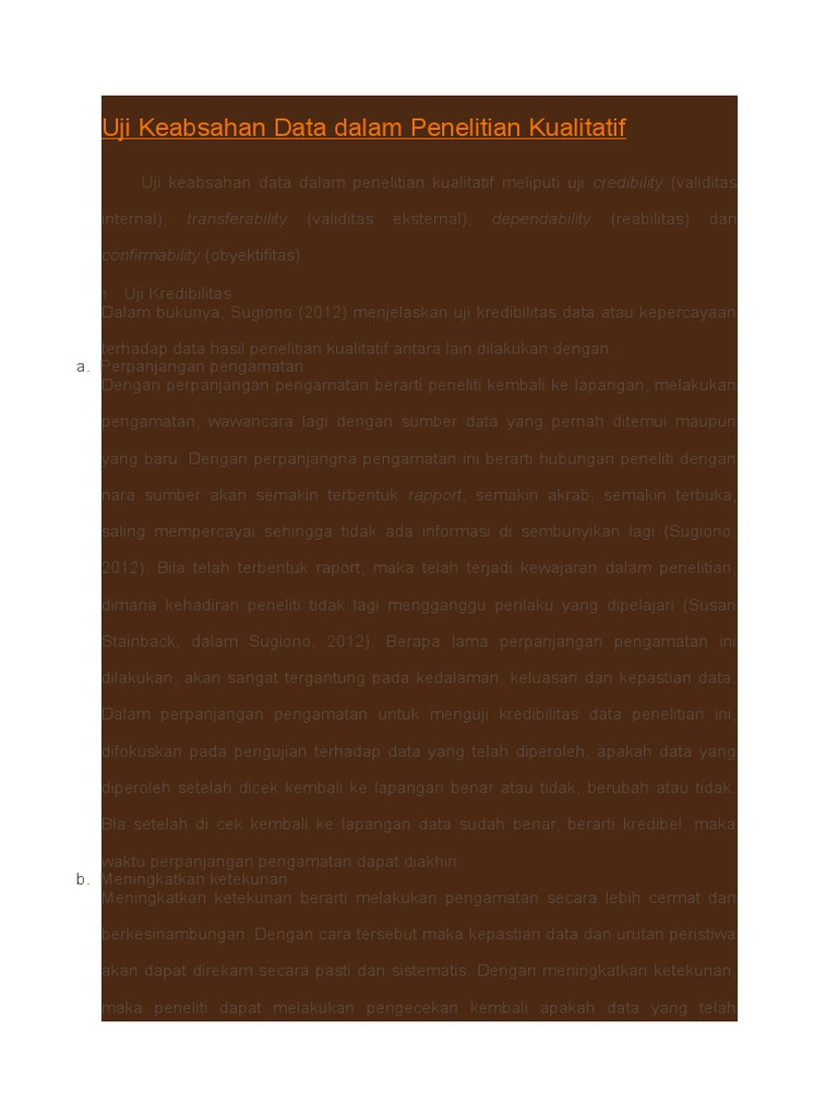 Uji Keabsahan Data Dalam Penelitian Kualitatif | PDF