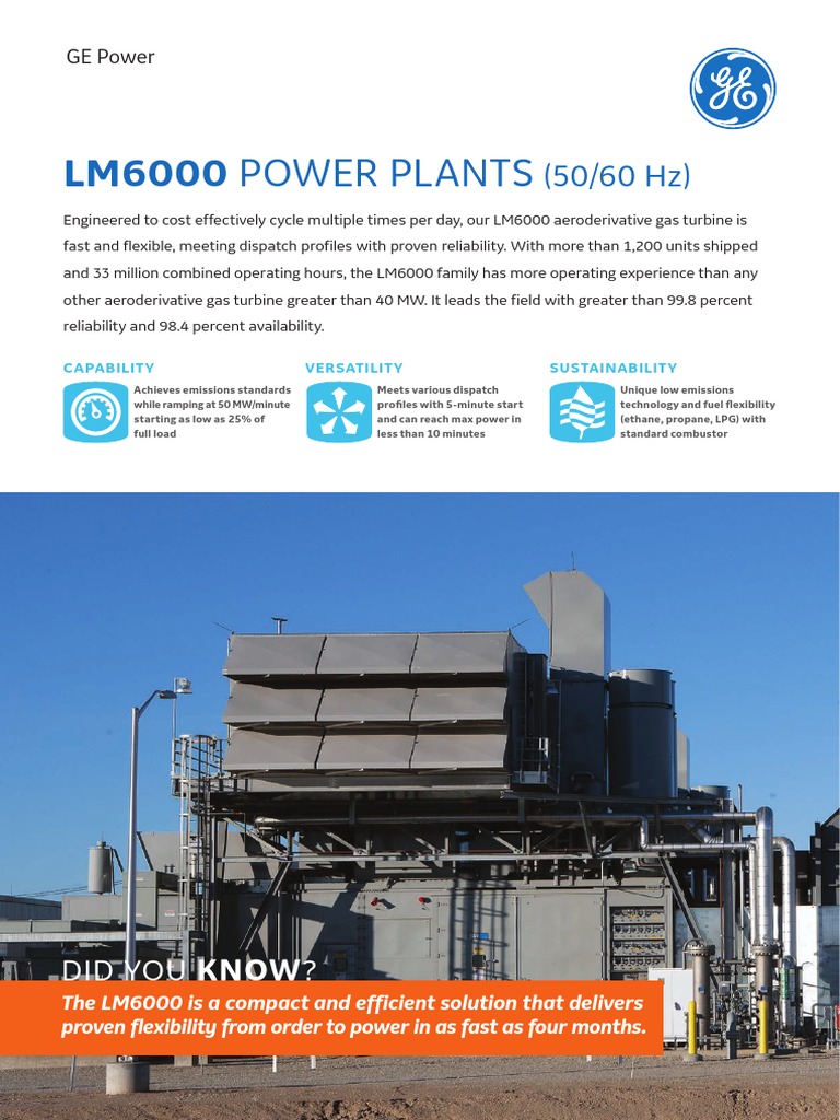 Lm6000 Power Plants | PDF | Gas Turbine | Natural Gas