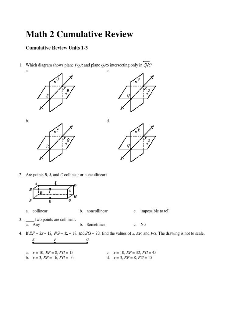 Geometry Cumulative Review Units 1-3 | PDF | Classical Geometry ...