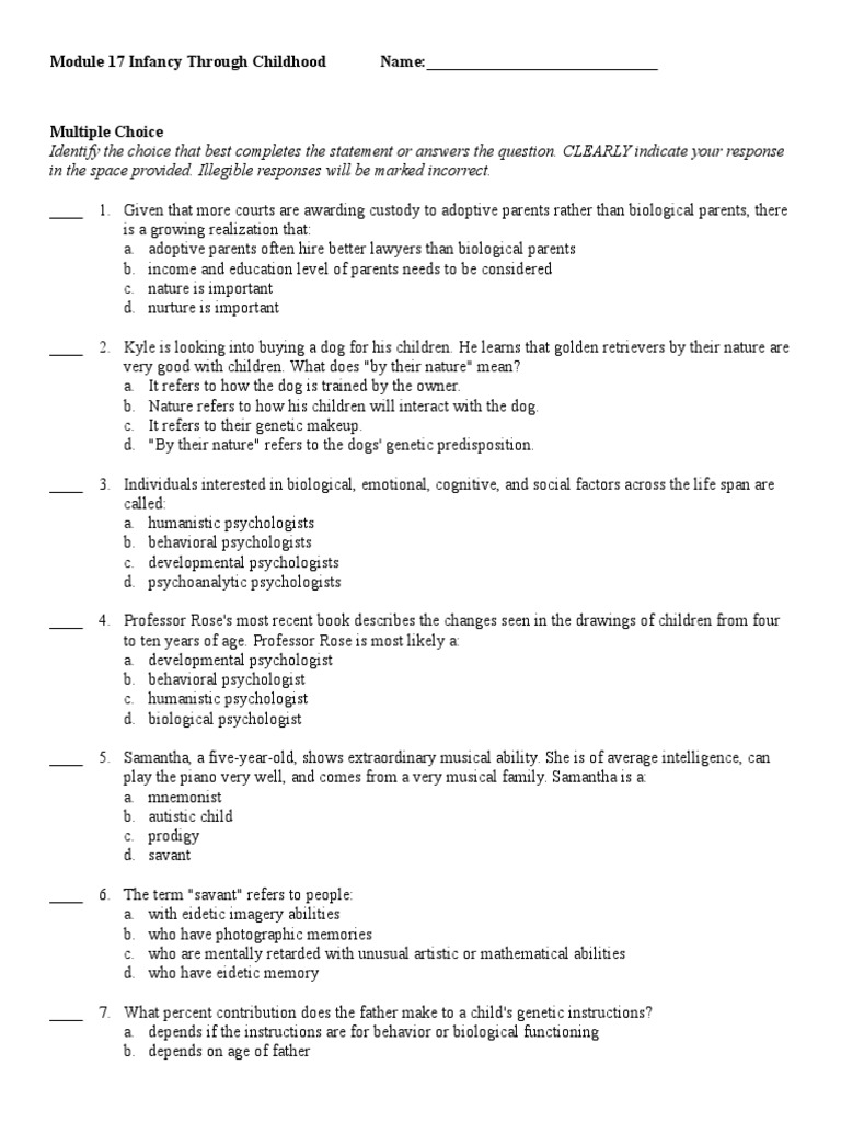 Test Module 17 and 18 | PDF | Prenatal Development | Fetus