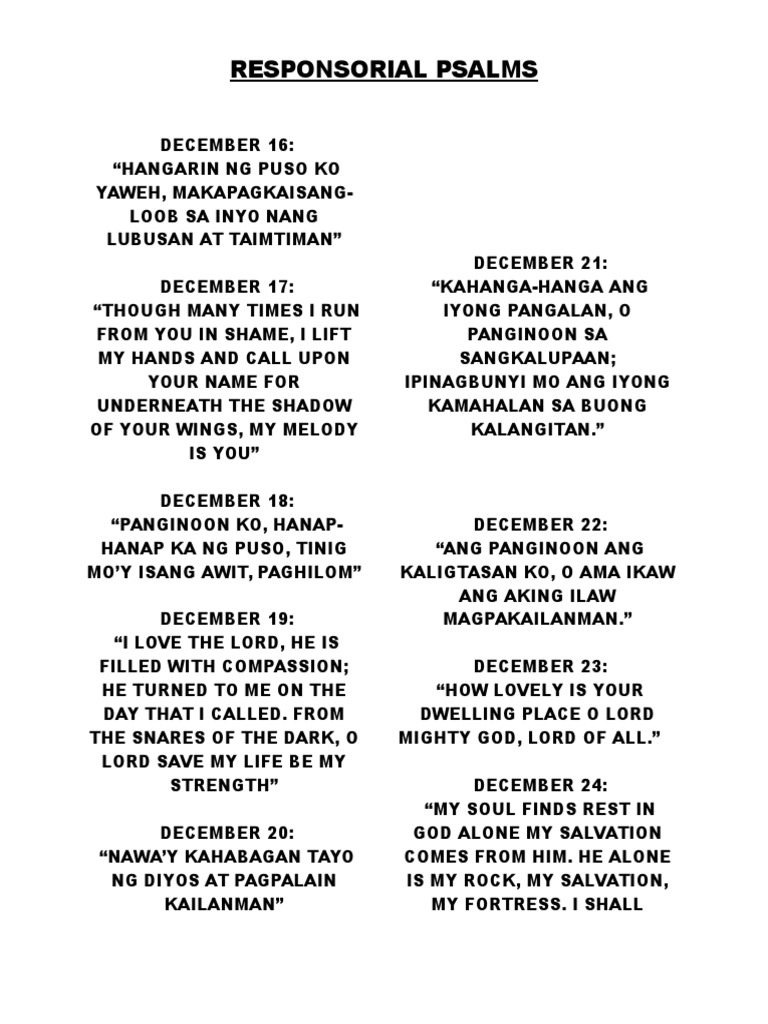 Responsorial Psalms | PDF | Religion & Spirituality