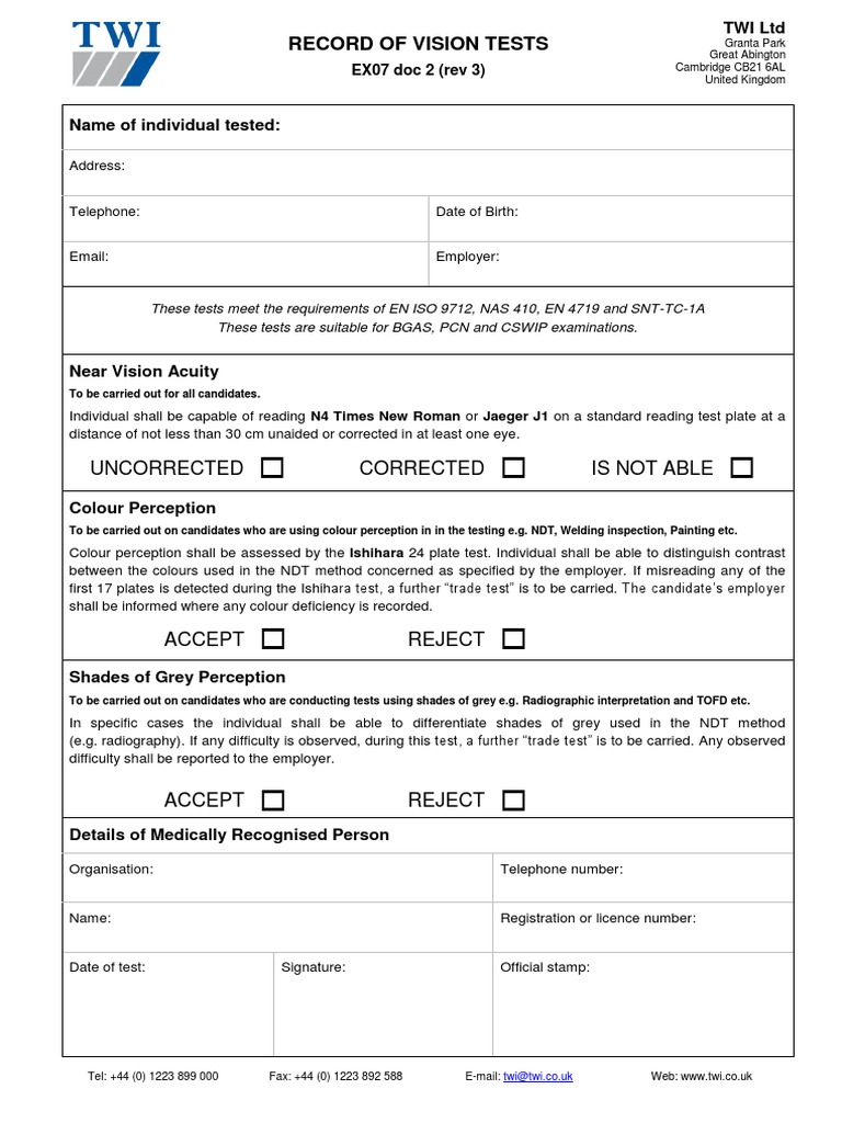 2.TWI Record of Vision Tests 2015-08 Final PDF | PDF