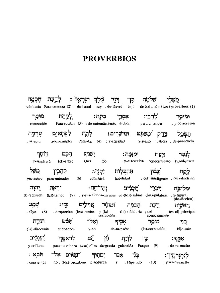 Proverbios Interlineal Hebreo | PDF
