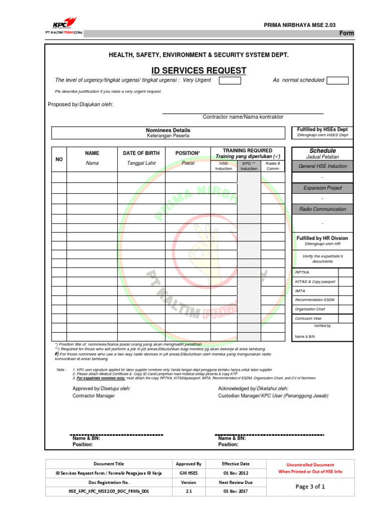 KPC HSE Induction Application - For Project Area | PDF | Identity Document | Access Control
