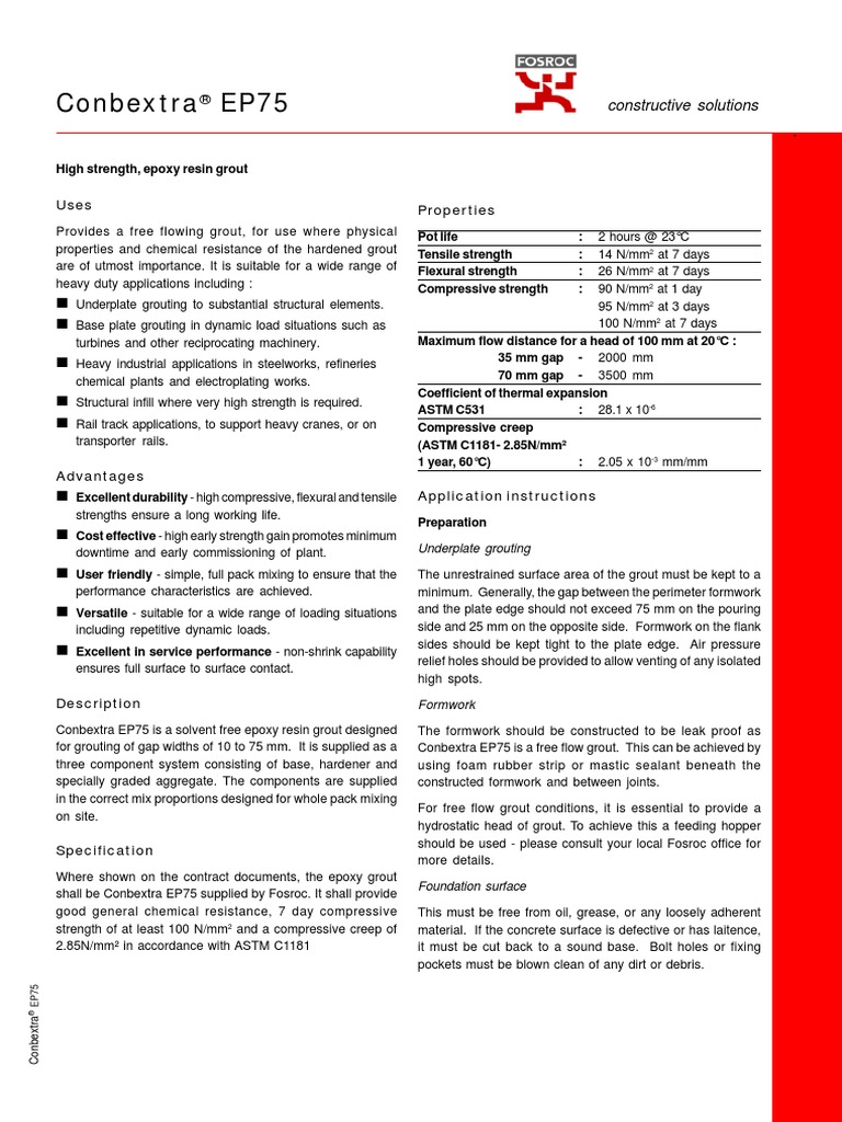Conbextra EP75 PDF | PDF | Cookware And Bakeware | Epoxy