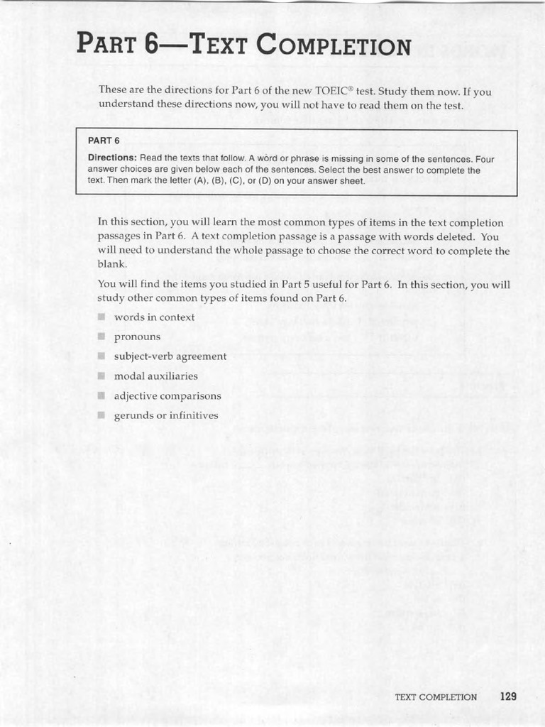 Part 6 - Text Completion | PDF | Grammatical Number | Pronoun