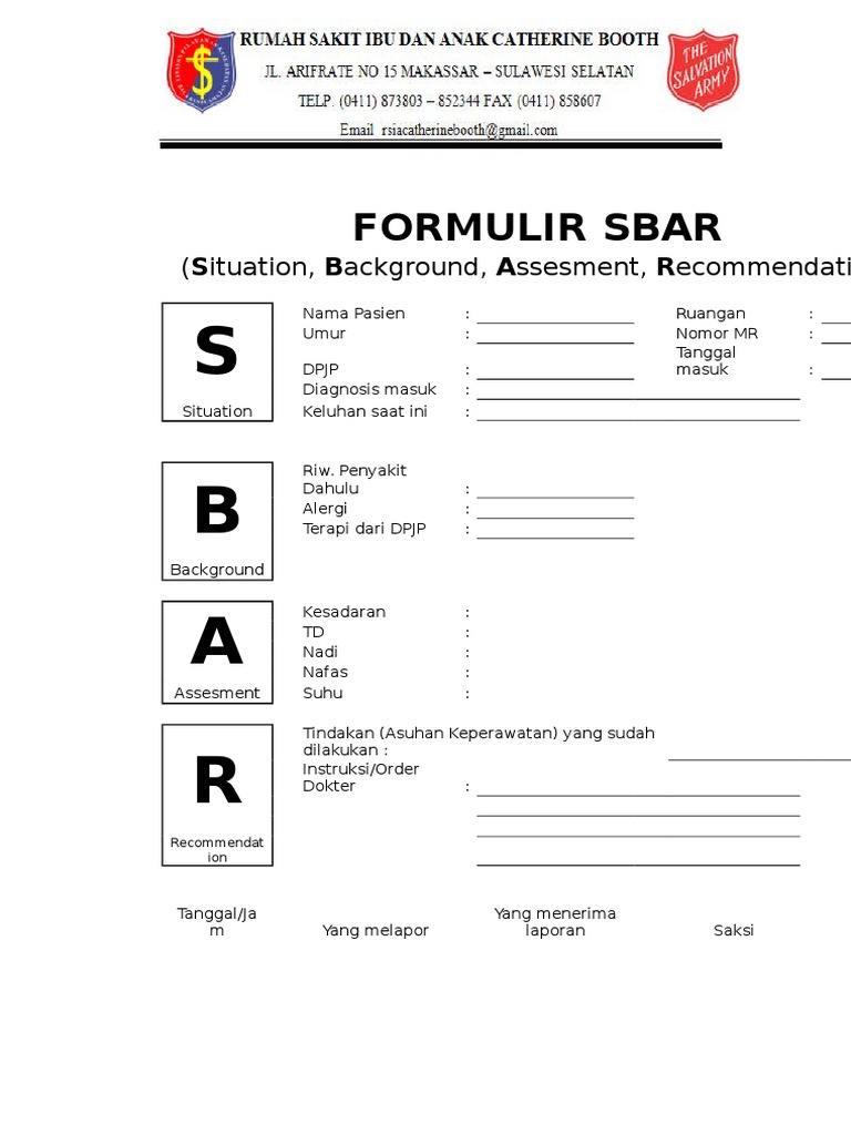 Formulir SBAR | PDF