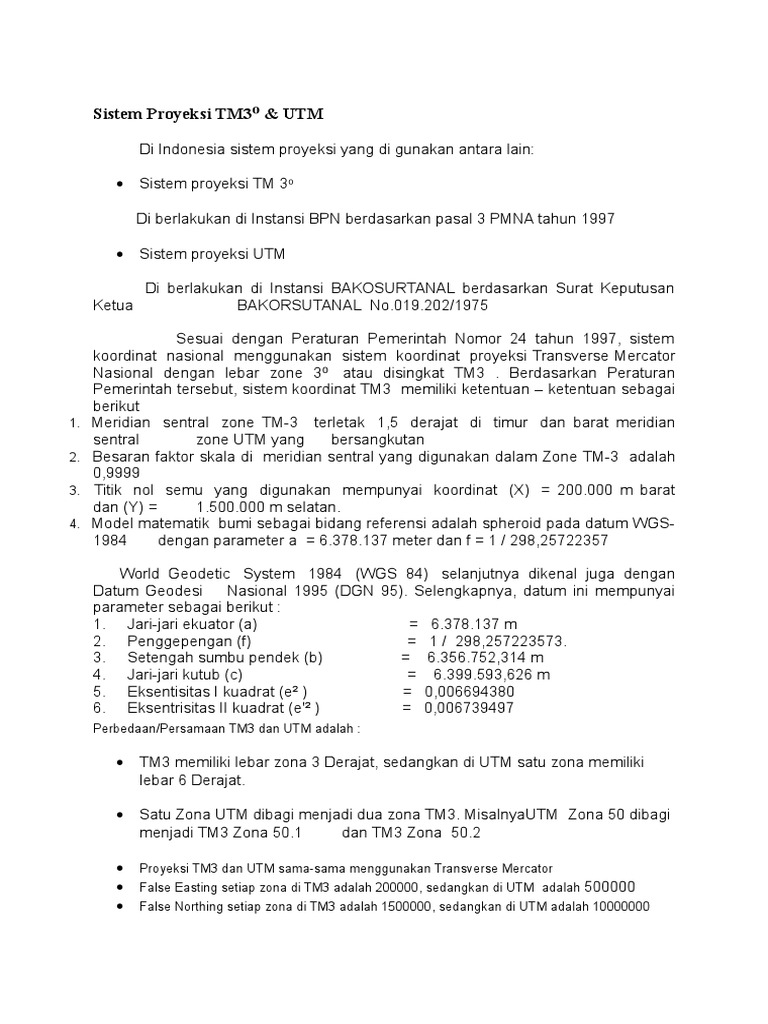 Sistem Proyeksi TM3 | PDF | Sains & Matematika | Teknologi & Rekayasa