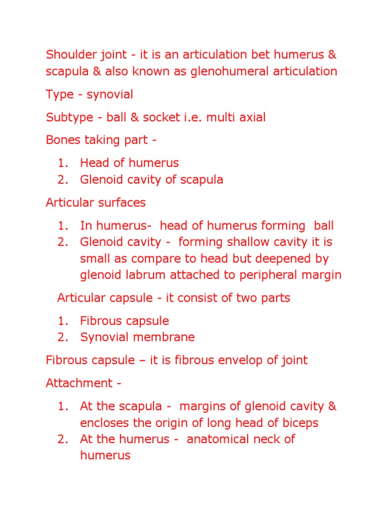 Shoulder Joint | PDF | Shoulder | Limbs (Anatomy)