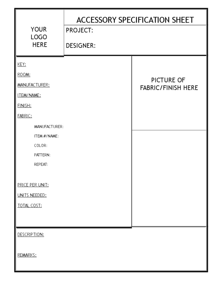 Accessory Specification Sheet Template | PDF