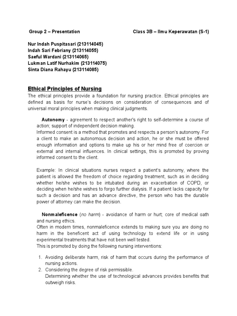 Ethical Principles of Nursing - COMPLETE | Download Free PDF | Autonomy ...
