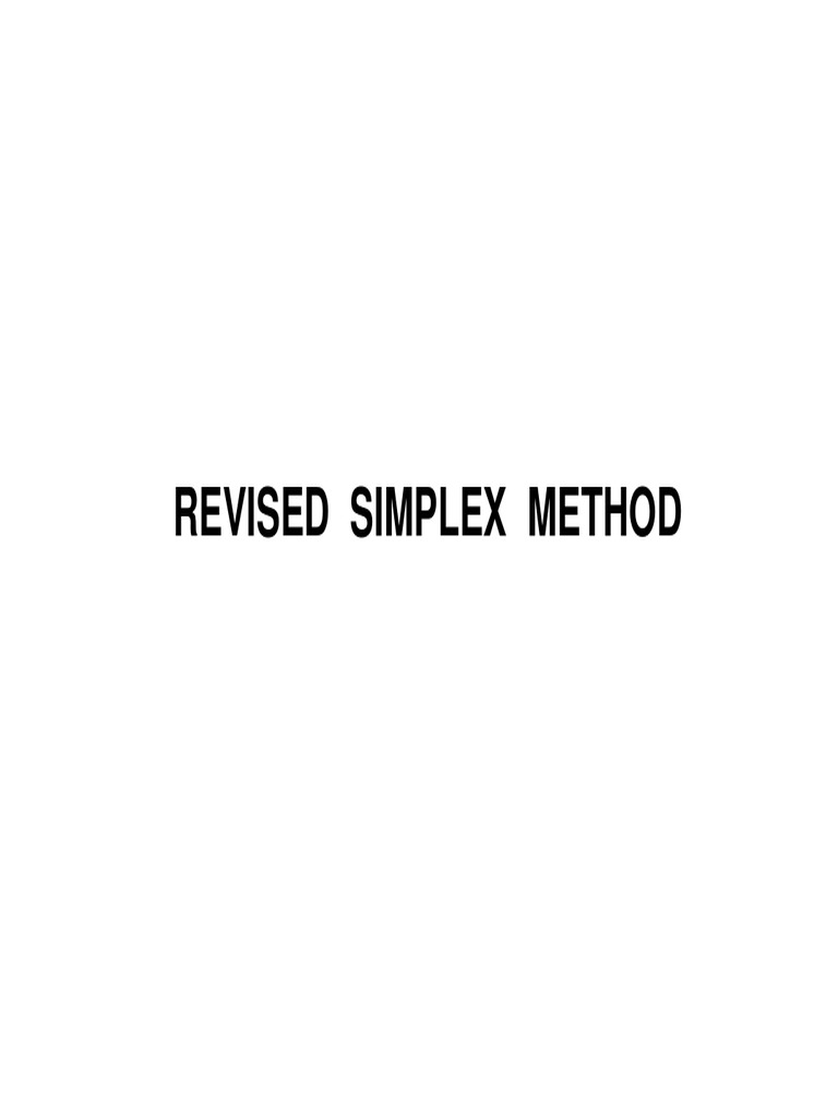 Revised Simplex Method PDF | Download Free PDF | Discrete Mathematics | Numerical Analysis