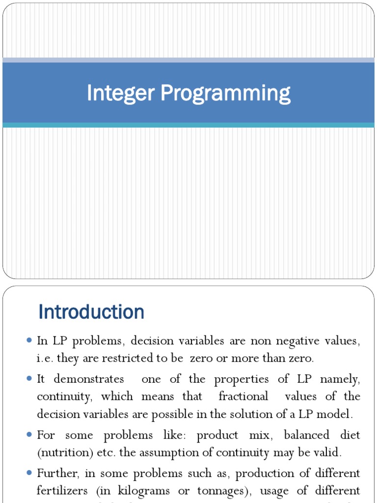 Integer Programming PDF | PDF | Mathematical Optimization | Computational Science